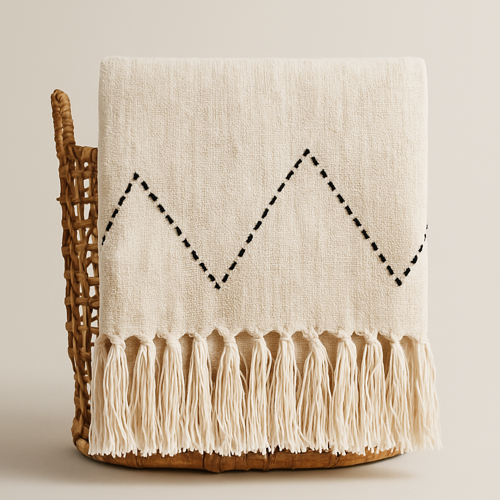 Jemme Throw Blanket Cotton Handwoven Plumeria Living